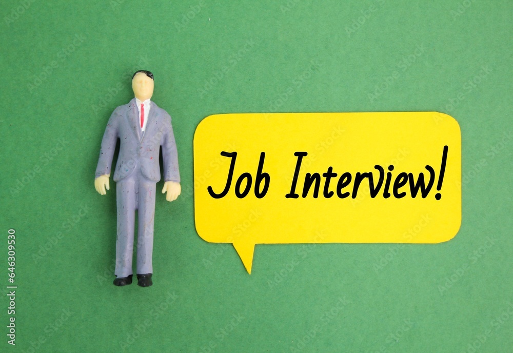 miniature people and conversation bubbles with the word Job interview ...