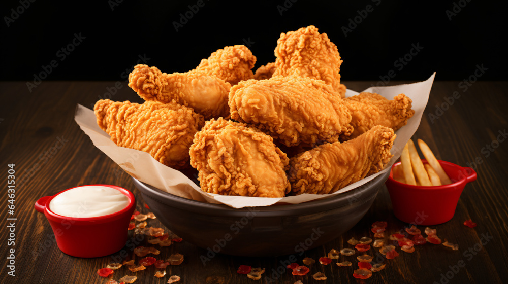 Crispy chicken thighs KFC crispy chicken meal Stock Photo | Adobe Stock