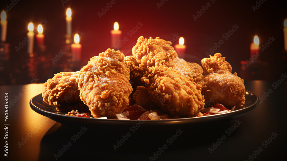 Crispy chicken thighs KFC crispy chicken meal Stock Photo | Adobe Stock