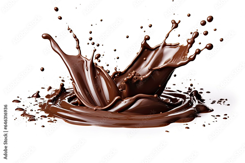 Chocolate Splash effect isolated on a white background. A realistic ...