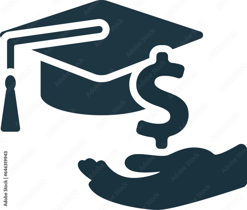 Education grant icon. Monochrome simple sign from donation collection ...