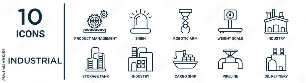 industrial outline icon set such as thin line product management ...