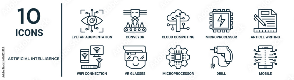 artificial intelligence outline icon set such as thin line eyetap ...