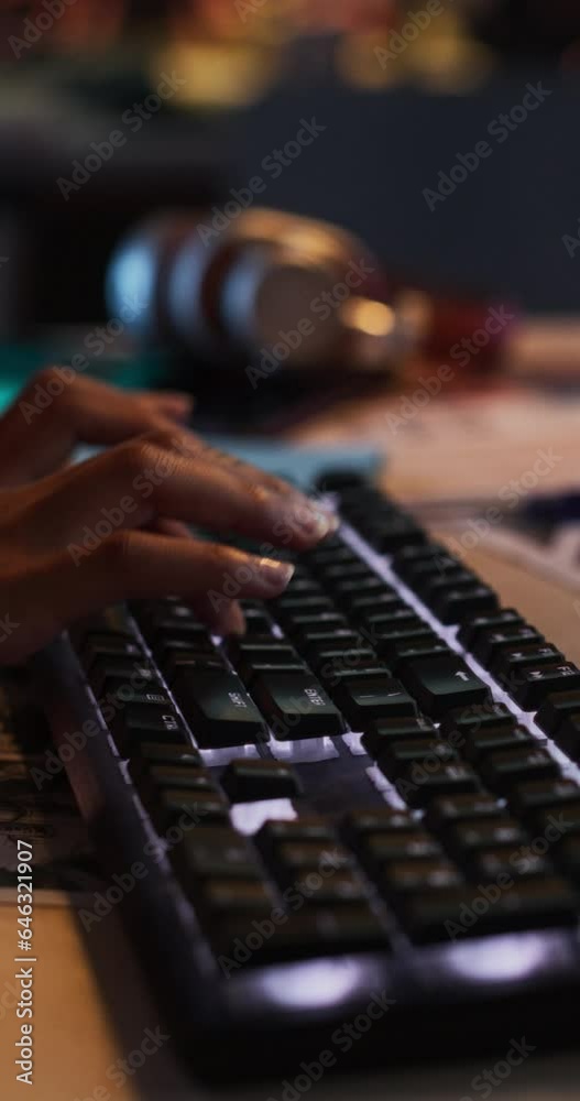 Vertical Screen: Close Up Footage of Black Woman's Hands Working on ...