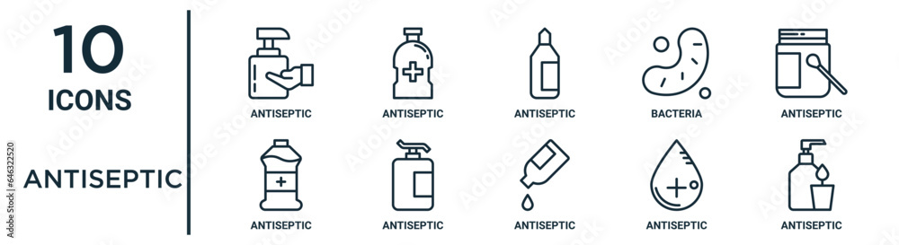 antiseptic outline icon set such as thin line antiseptic, antiseptic ...