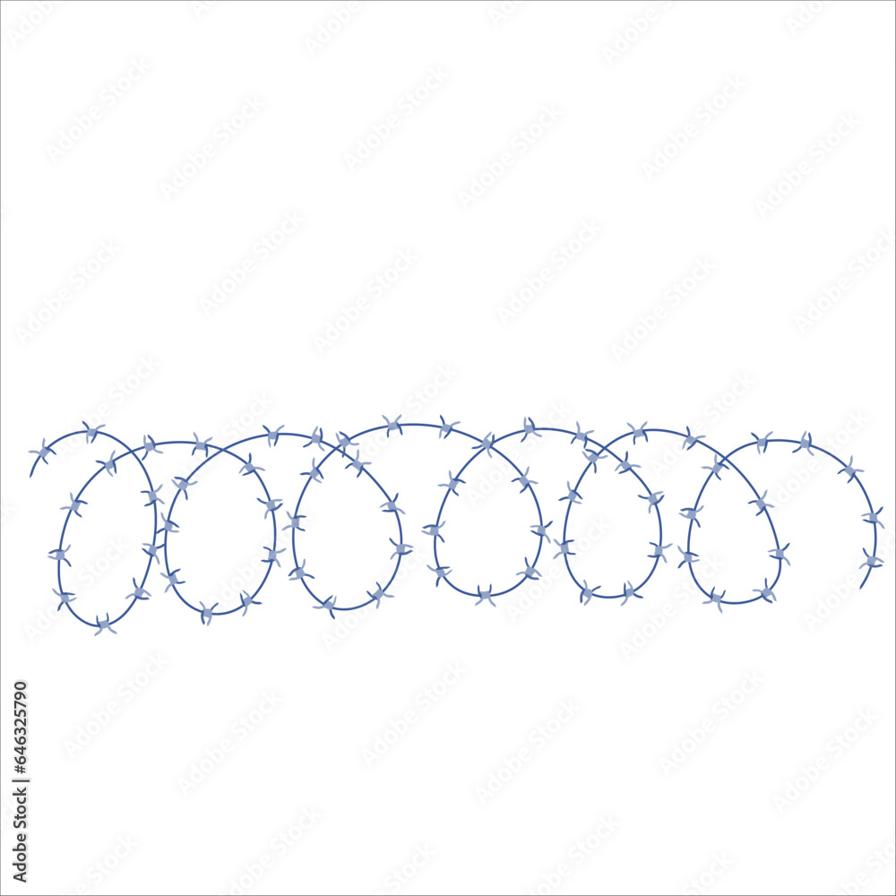 Barbed wire fence border frame illustration. Loops of sharp thorns of ...