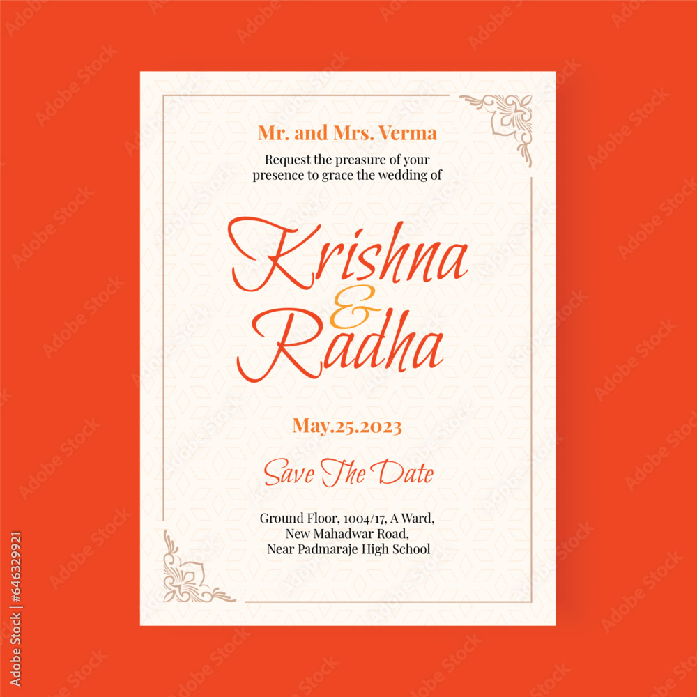 Traditional Royal Wedding Invitation card design Stock Vector | Adobe Stock