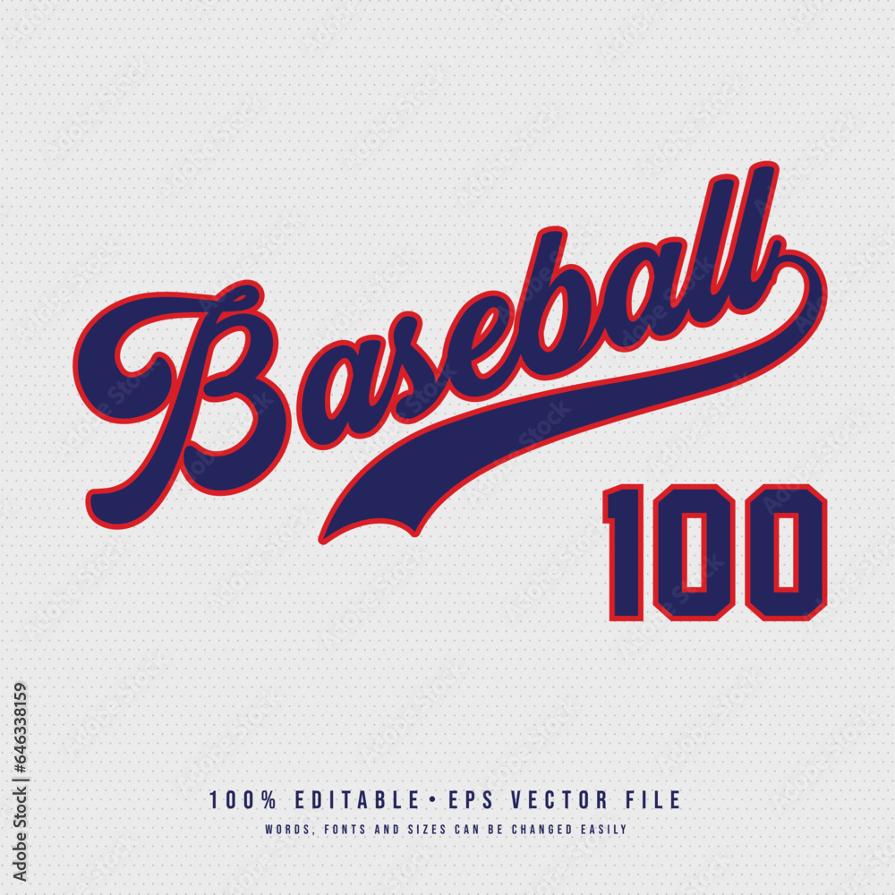 Baseball text effect vector. Editable college t-shirt design printable ...