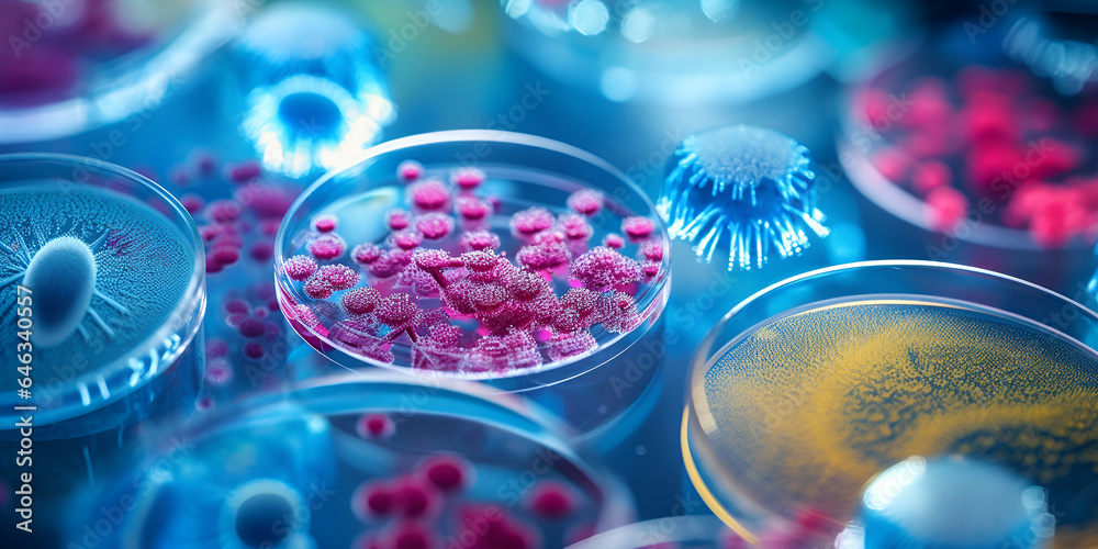 Rendering Of Human Cell Cell-Culture Images Bacteria in a petri dish ...