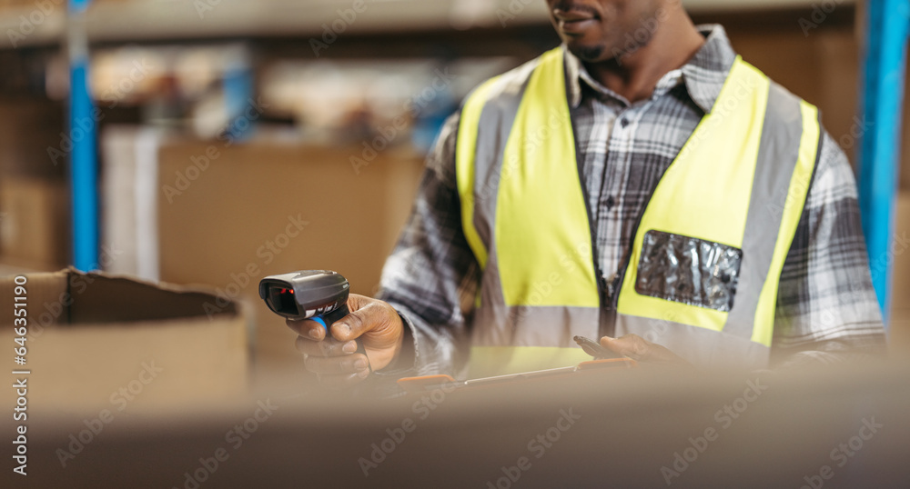 Logistics manager scanning SKU's with a barcode reader Stock Photo ...