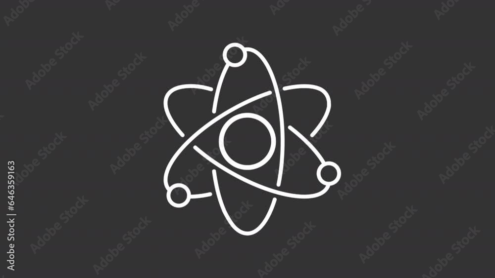 Atom White Animated Icon Rotating Electrons And Pulsating Nucleus Line Animation Nuclear