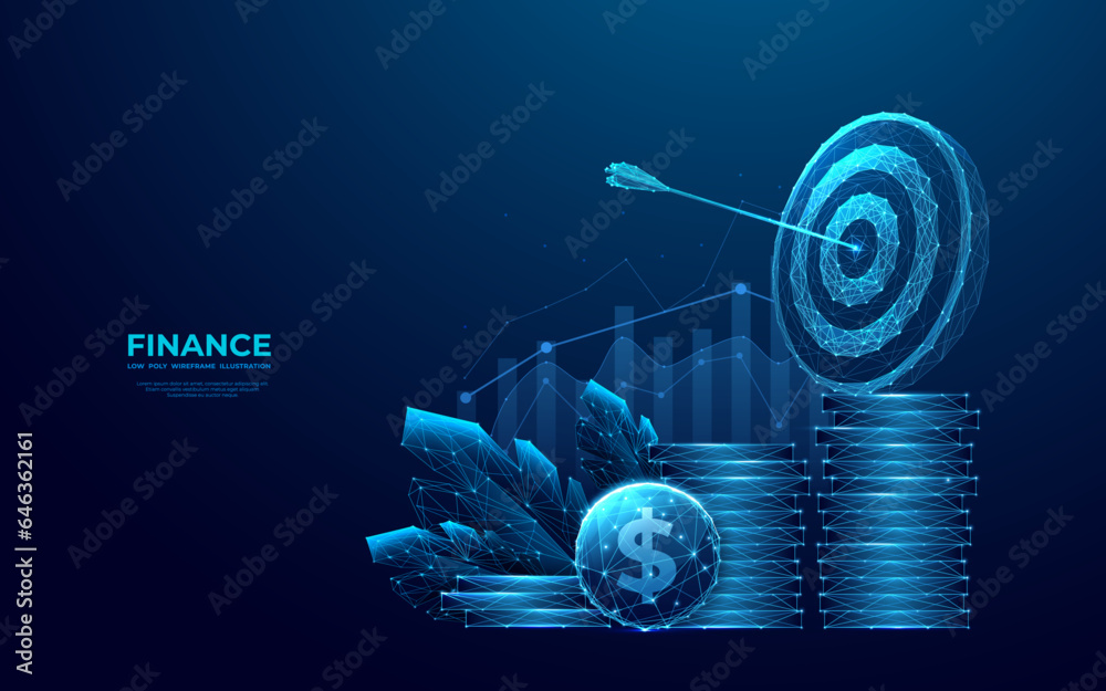Abstract finance successful concept. Digital target, coins, and growth ...