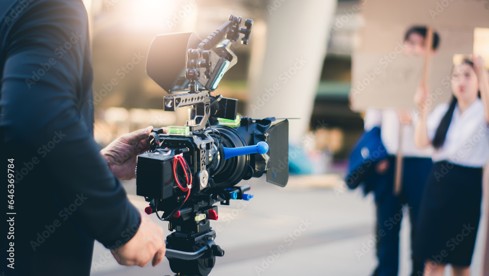 Concept shooting equipment of filming advertising with a video camera ...