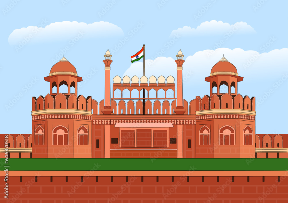 Vector illustration of Red Fort in New Delhi, India. red fort in new ...