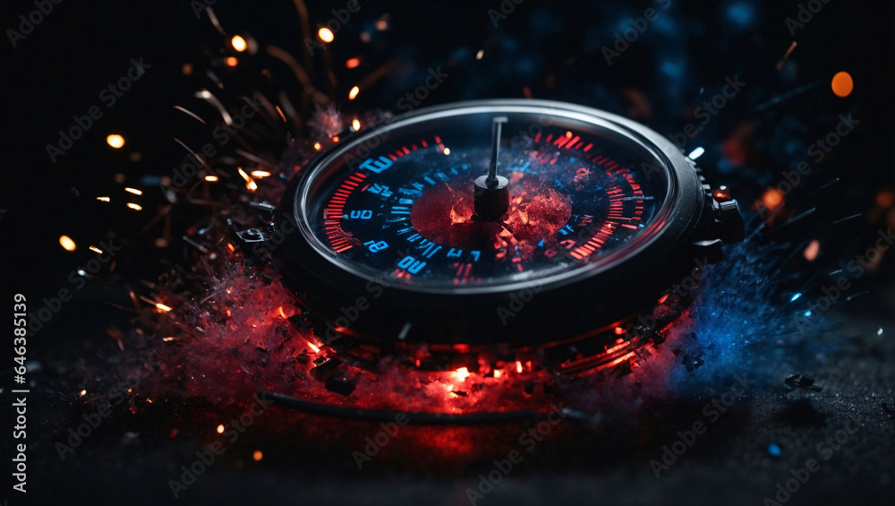 speedometer on fire the digital clock explodes the idea that time is ...