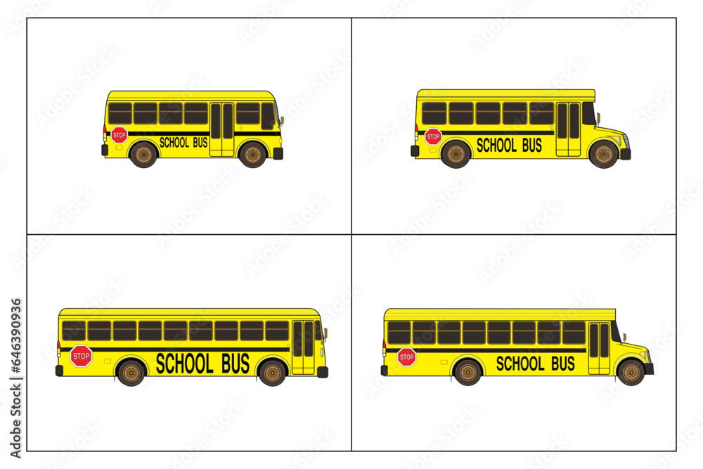 Yellow school bus drawing in colorful cartoon vector Stock Vector ...