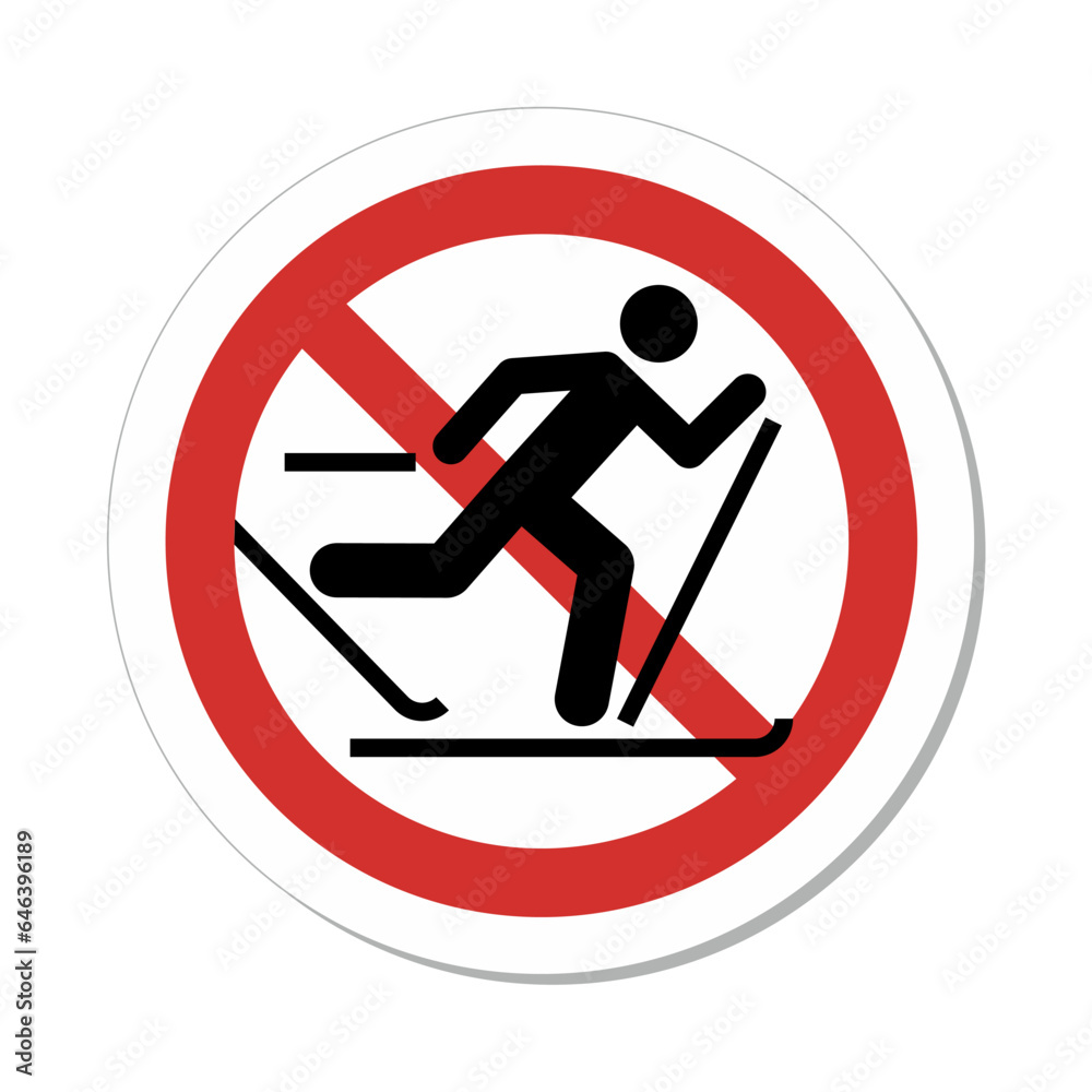 ISO Prohibition Sign: No Skiing Symbol Stock Vector | Adobe Stock