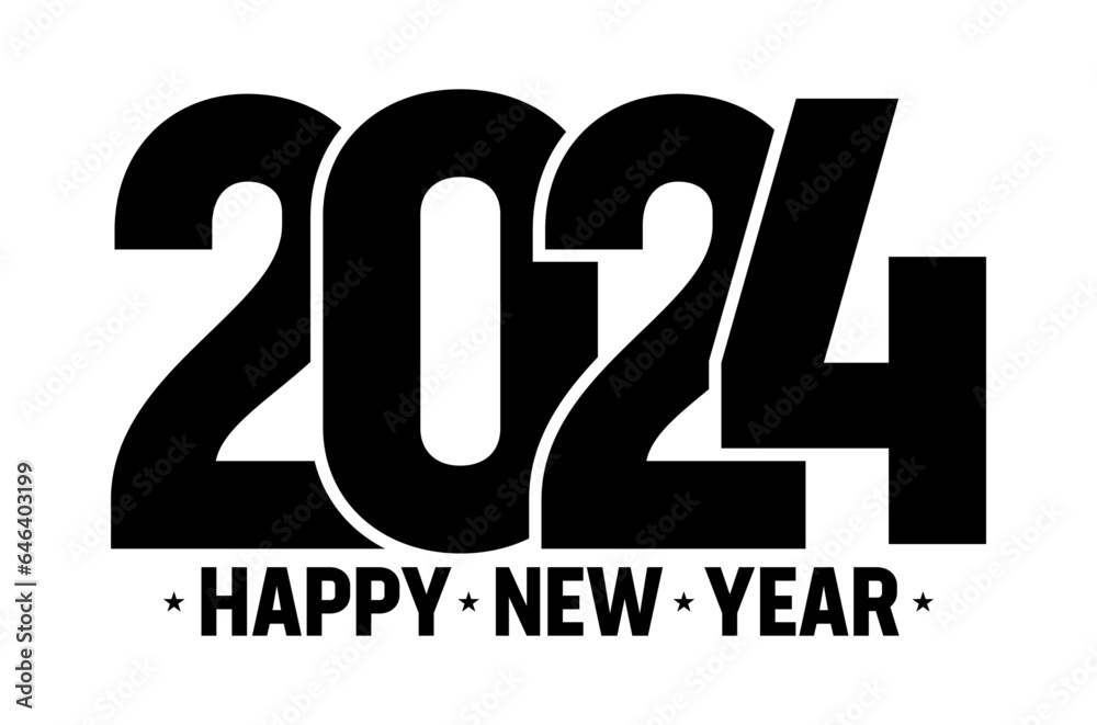 2024 Happy New Year logo text design. 2024 number bold style design ...