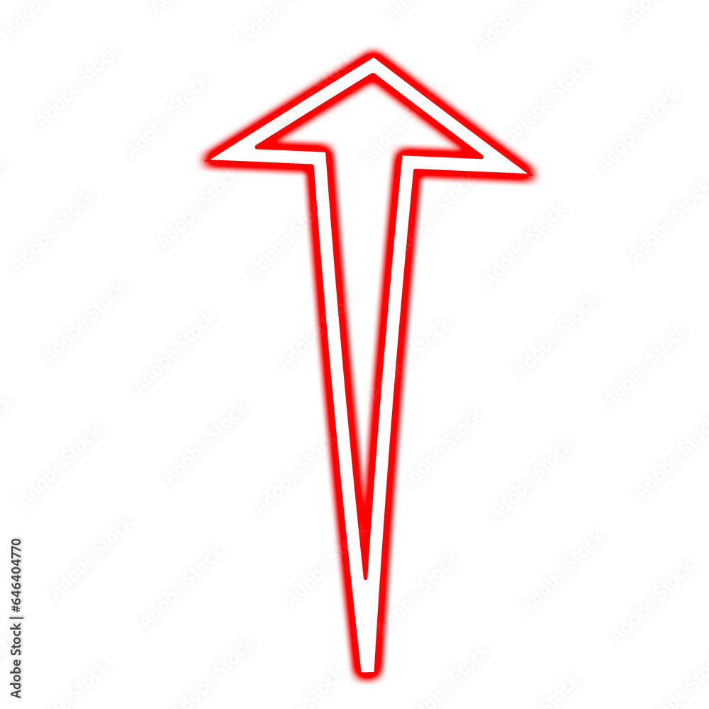 Neon red arrow pointer on a transparent background. Red symbol of all ...
