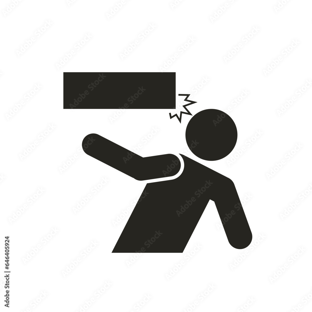 Isolated pictogram icon triangle safety sign mind your head, low up ...