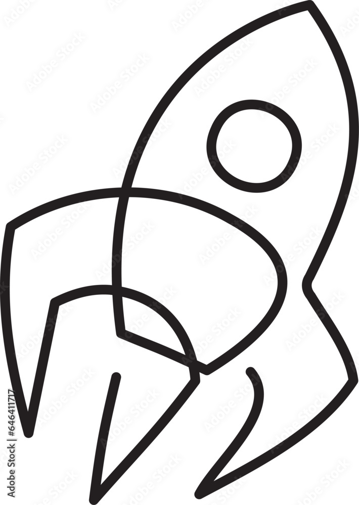 vector rocket one line drawing. start up ideas. flying rocket modern ...