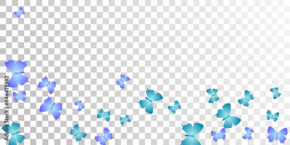 Tropical blue butterflies cartoon vector wallpaper. Summer pretty moths ...