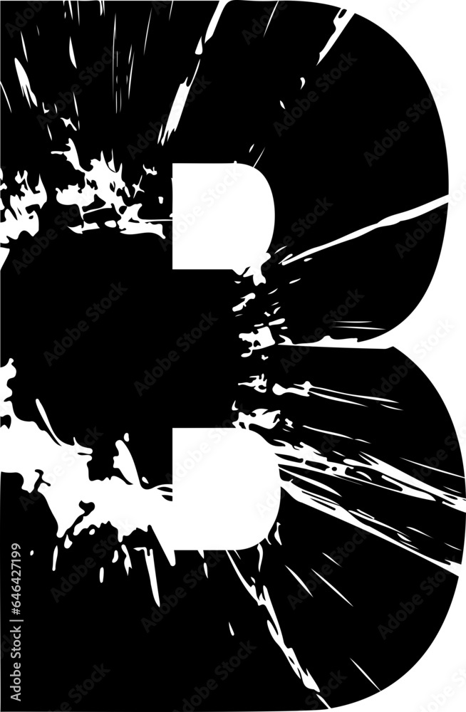 Letter B,uppercase letter with crack texture, distressed alphabet ...
