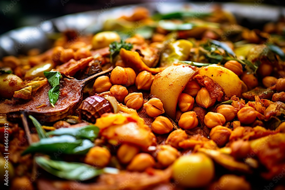 A macro close up of a traditional indian food on the indian market ...