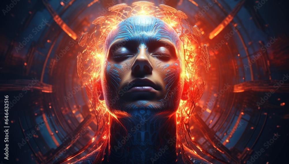 Health care, human body hologram with full body scan, bones, organs ...