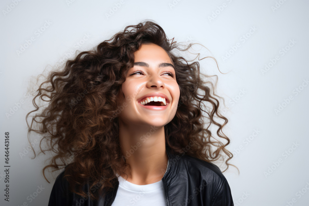 Energetic Young Woman Model On A White Background . Сoncept Ageism In ...