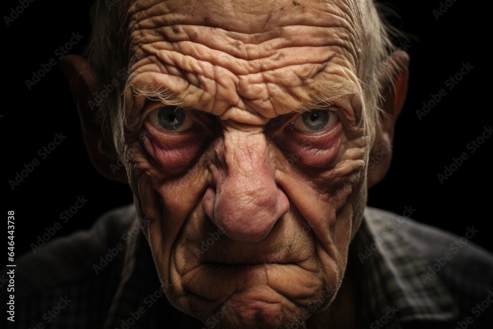Portrait of angry elderly man frowning and looking at camera. Senior ...