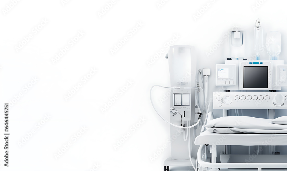 Medical equipment background design view on top, with medical devices ...