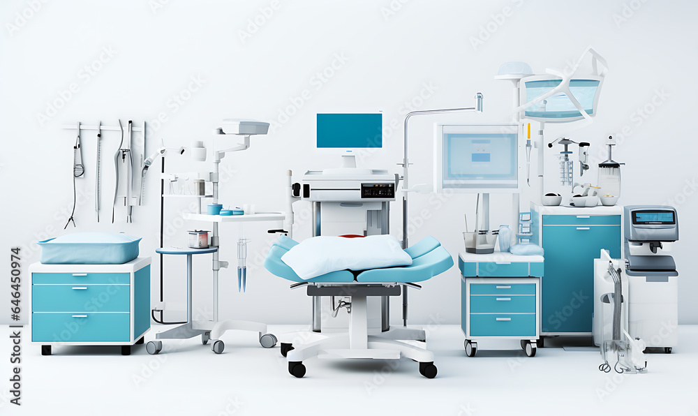 Medical equipment set background, medical device, view on front, with ...