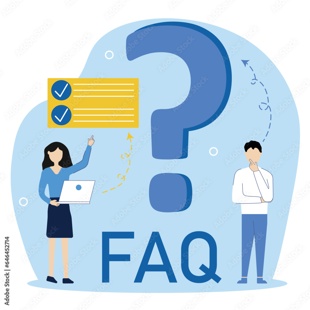 Frequently asked questions concept.The man turned to the FAQ section ...