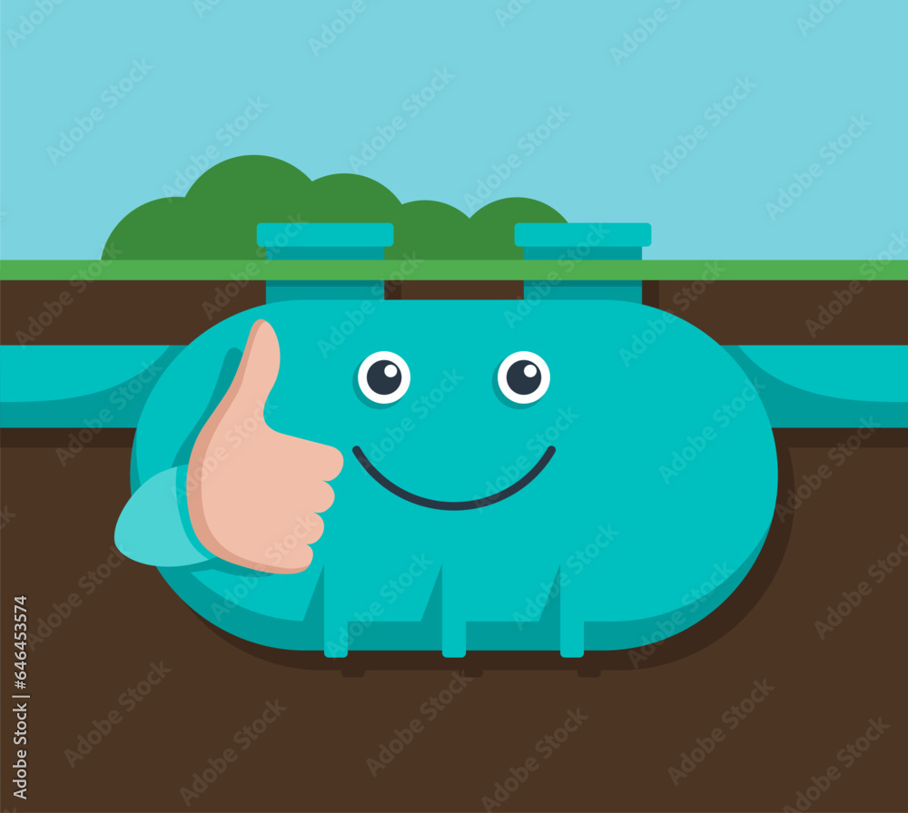 Cartoon septic sewage tank thumbs up Stock Vector | Adobe Stock
