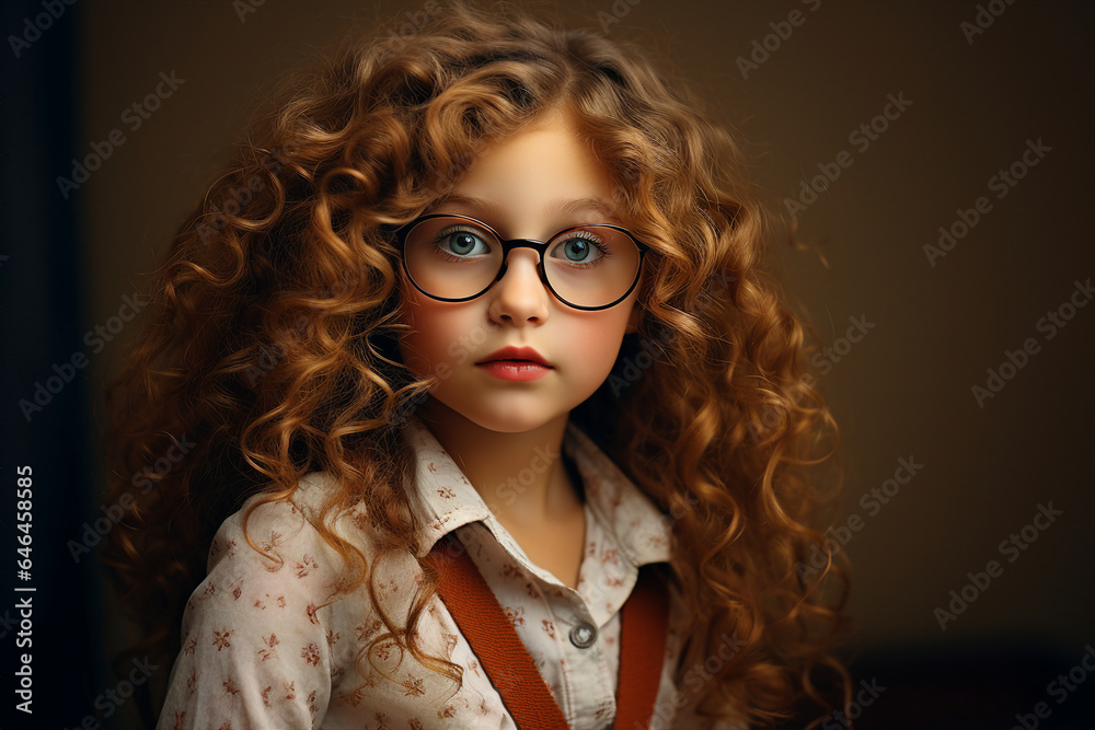 Generative Ai Portrait Of Cute Little Red Hair Girl Overjoyed Smiling 6861