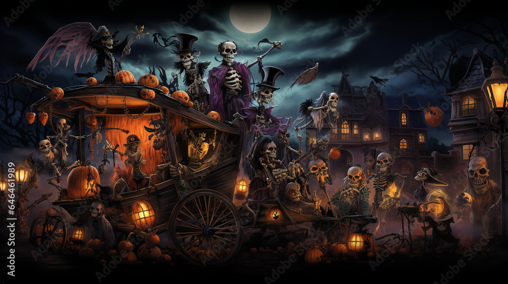 Skeletons carnival dia de los muertos. Ghouls, abomination, Halloween ...