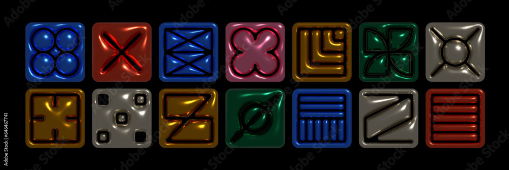 Explore a vibrant world of design with these 3D vector metalic icons ...