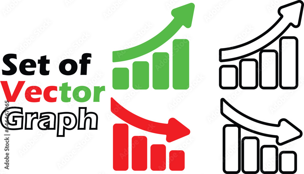 Growth and fall graph set. Profit growing symbol. Progress and regress ...