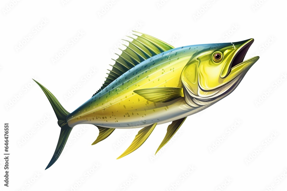 Realistic illustration of mahi-mahi on white background isolate ...