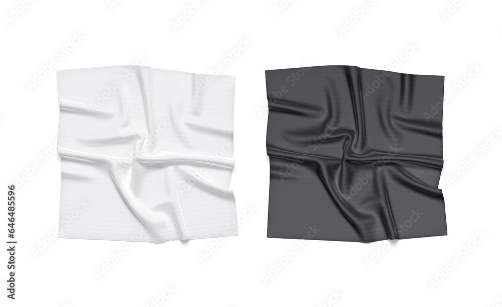 Poster Print Blank black and white twill silk scarf mockup top view 40x24.4 cm