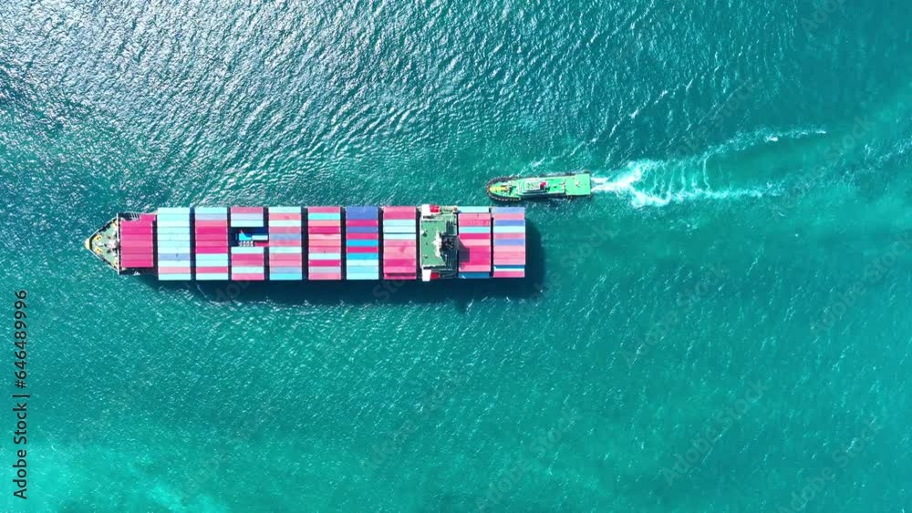 Cargo container Ship, cargo maritime ship with contrail in the ocean ...
