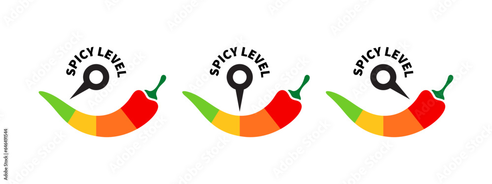Spicy level scale. Product spicy degree symbols. Spicy flavor level ...