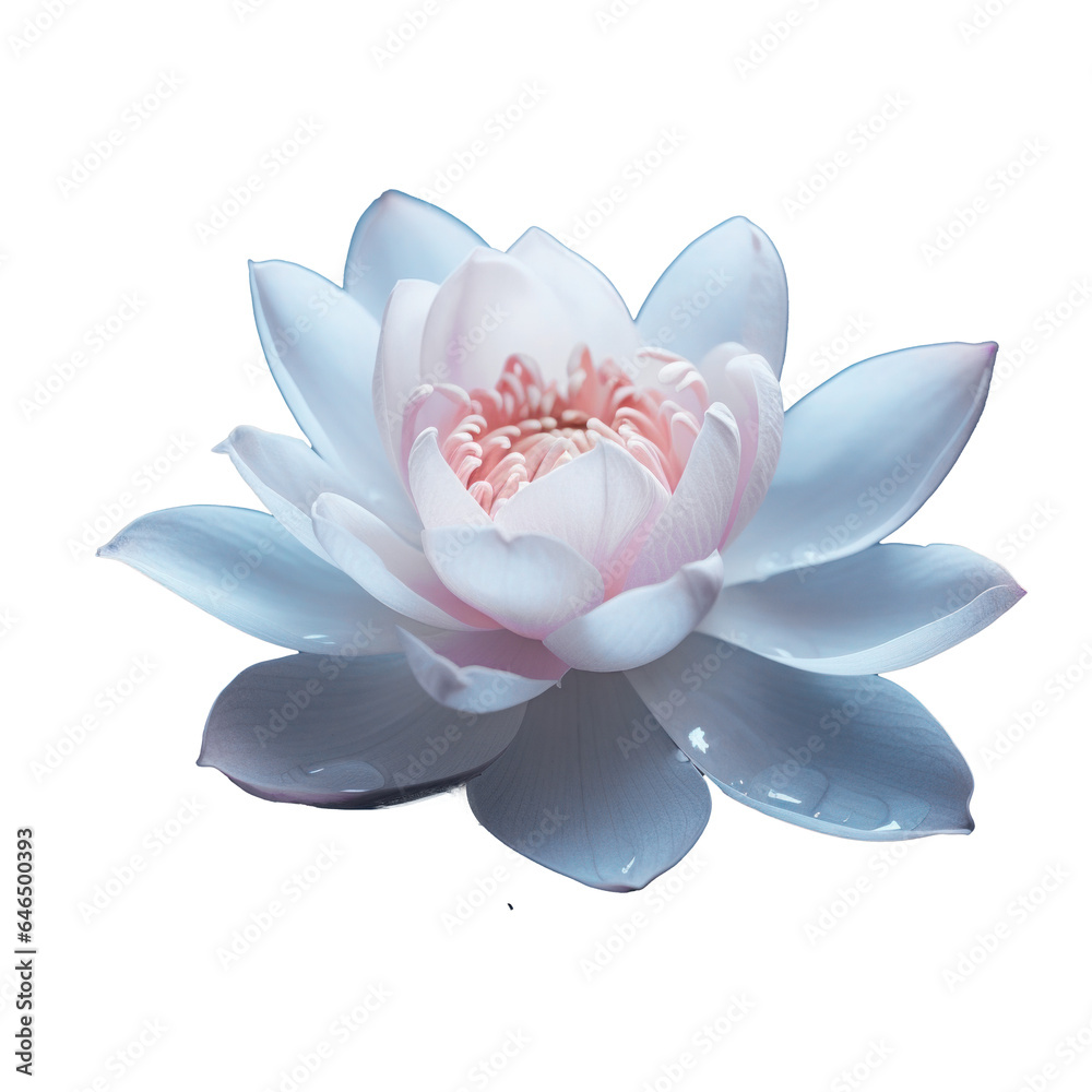one blue lotus flower, png file of isolated cutout object on ...