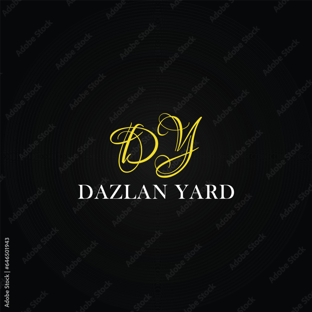 Abstract golden signature initial letter D and Y. Golden signature ...