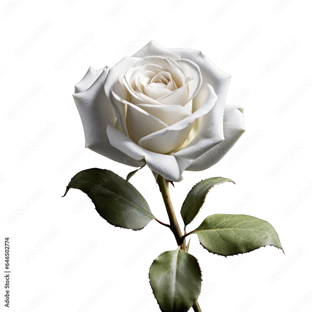 one white rose flower bud, png file of isolated cutout object on ...