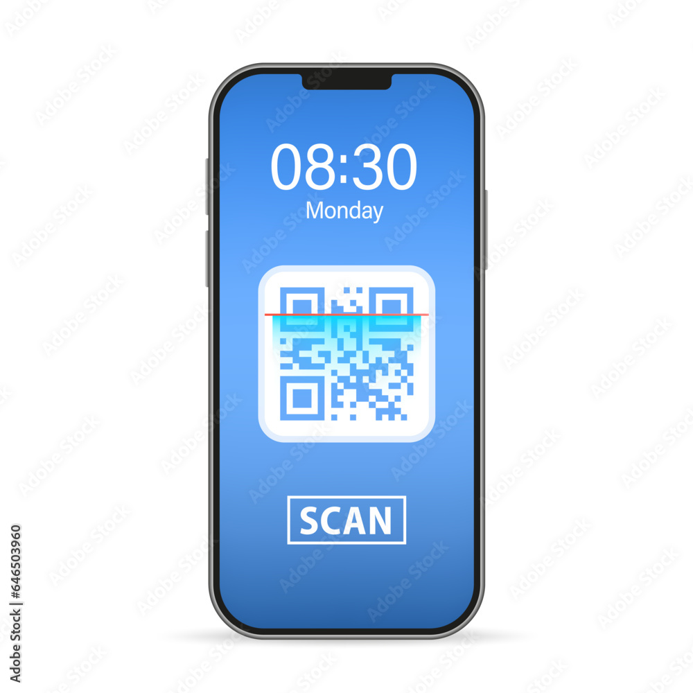 Scan Qr code and pay with mobile phone. Mobile scan QR code pay bill on ...