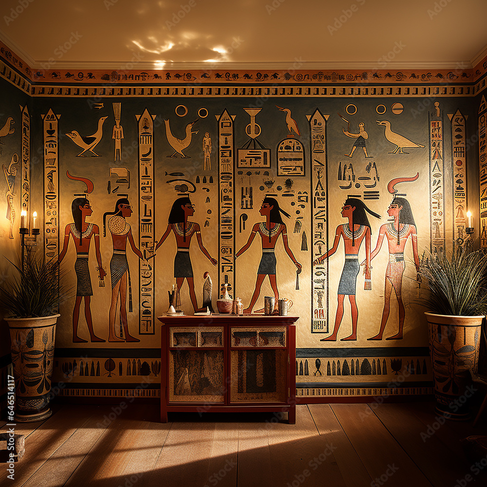 An Egyptian wall painting. Ancient Egypt. History wall painting ...