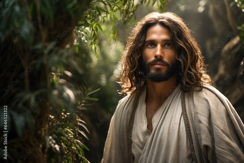 Jesus Christ The Shepherd in the middle of nature looking for the lost ...