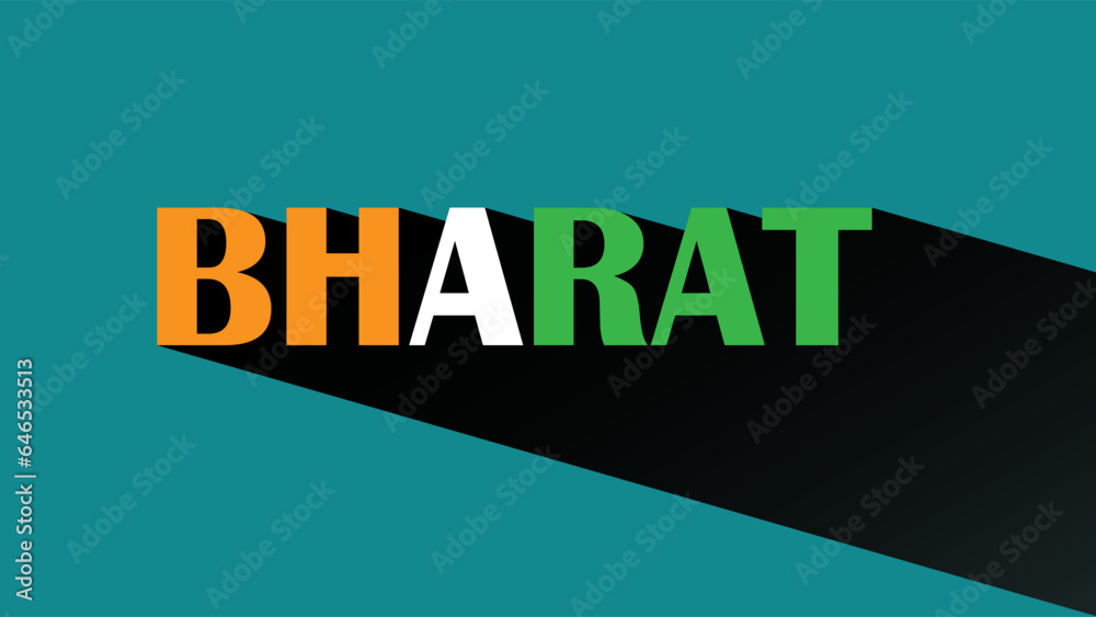 Bharat text with shadow isolated on blue background . Bharat is an ...